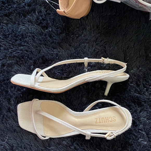 SCHUTZ | Shoes | Schutz Metallic Silver Strappy Heels | Poshmark